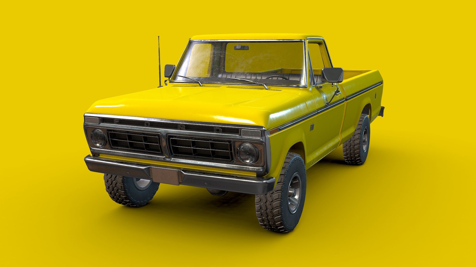 Ford F100 1976 New Yellow - Buy Royalty Free 3D model by rpalomino ...