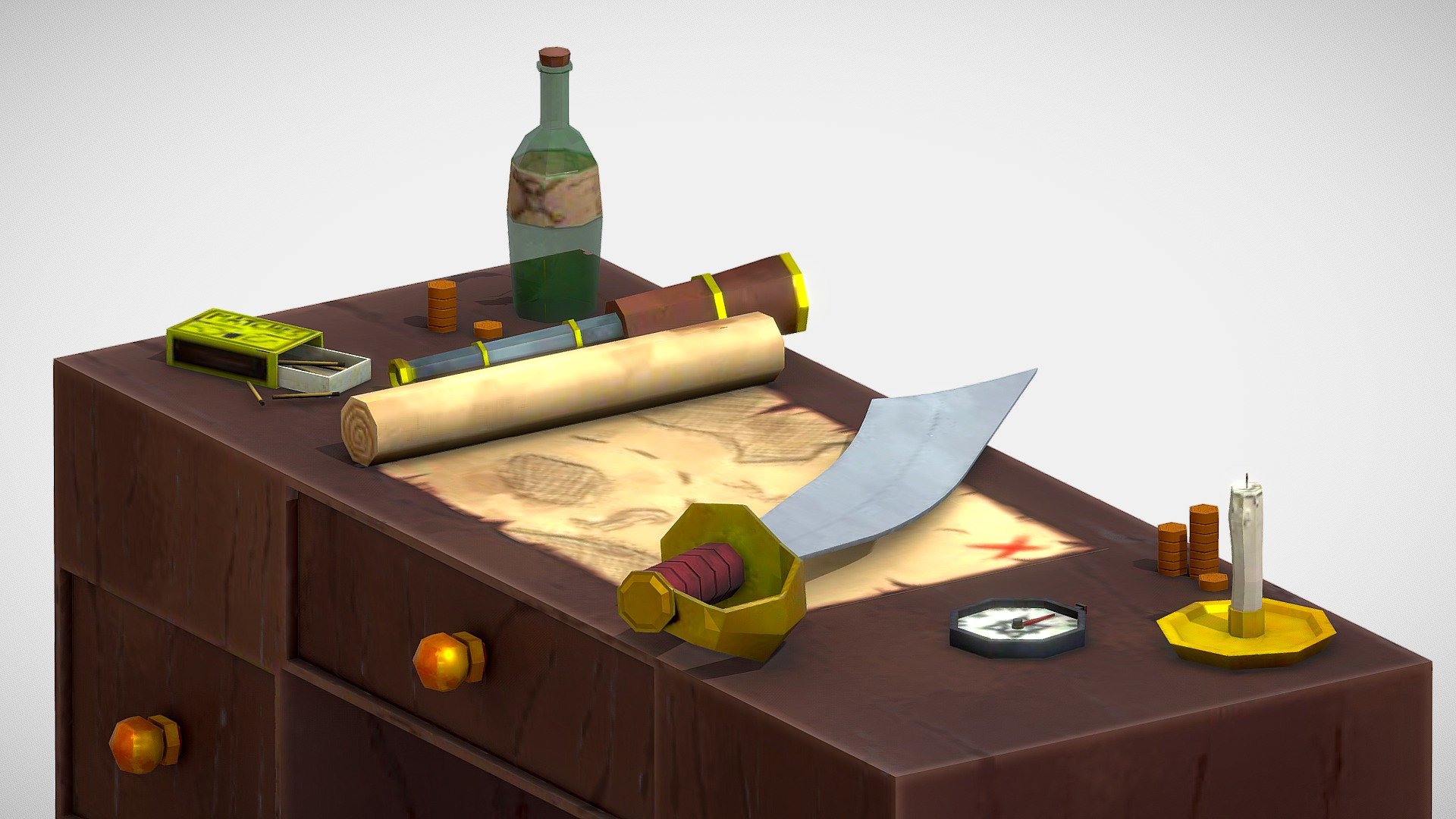 Pirate Captain's Desk - 3D model by FinlayThomson [8f2600c] - Sketchfab
