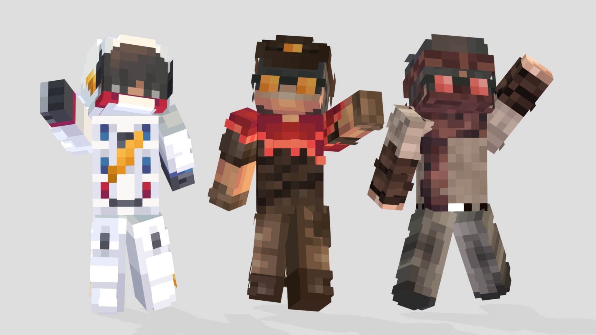 3 Minecraft Skins - 3D model by SefPopcorn [8f30994] - Sketchfab
