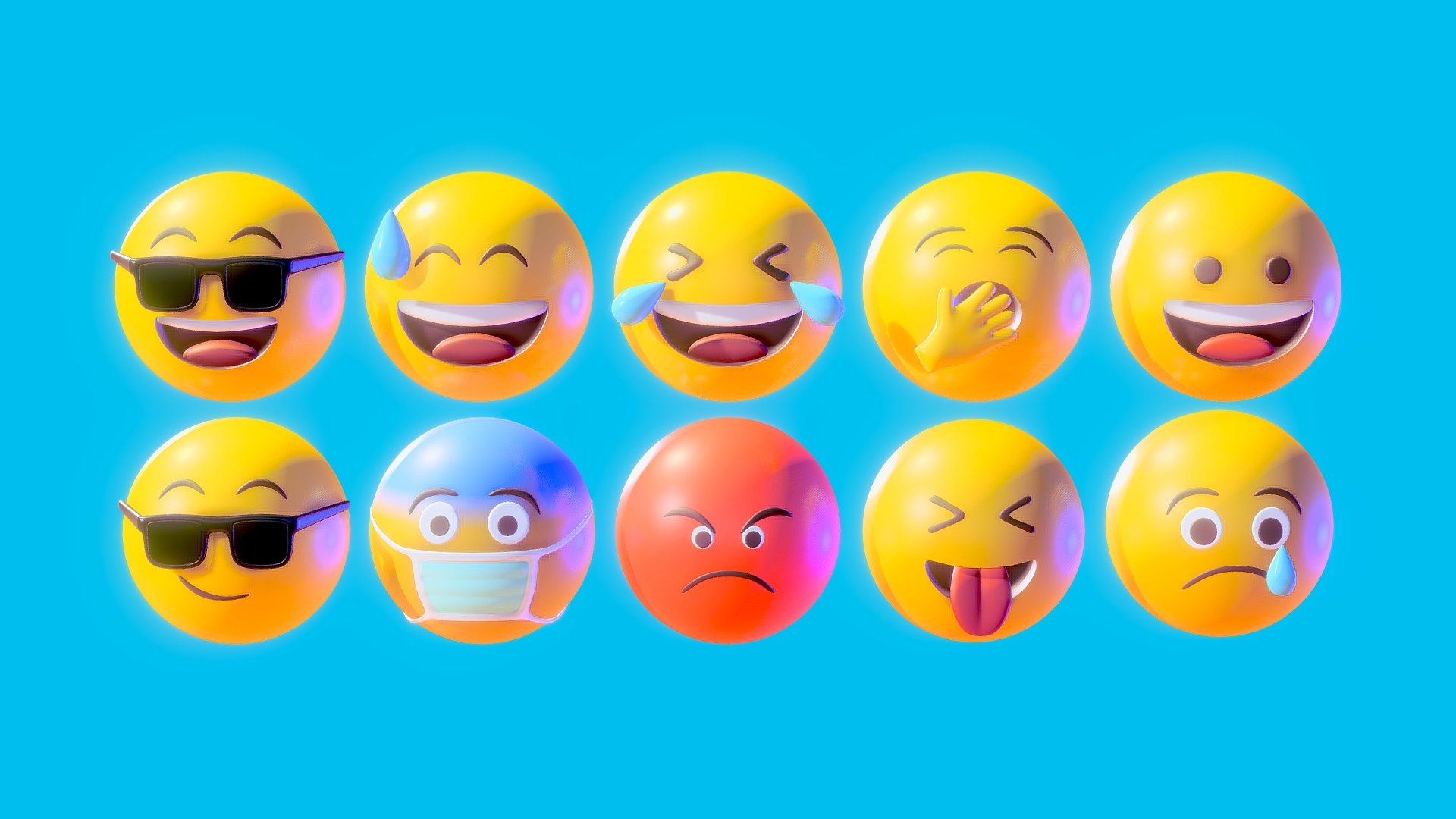 10 Emoticon Yellow Ball Pack Part 1 - Buy Royalty Free 3D model by ...
