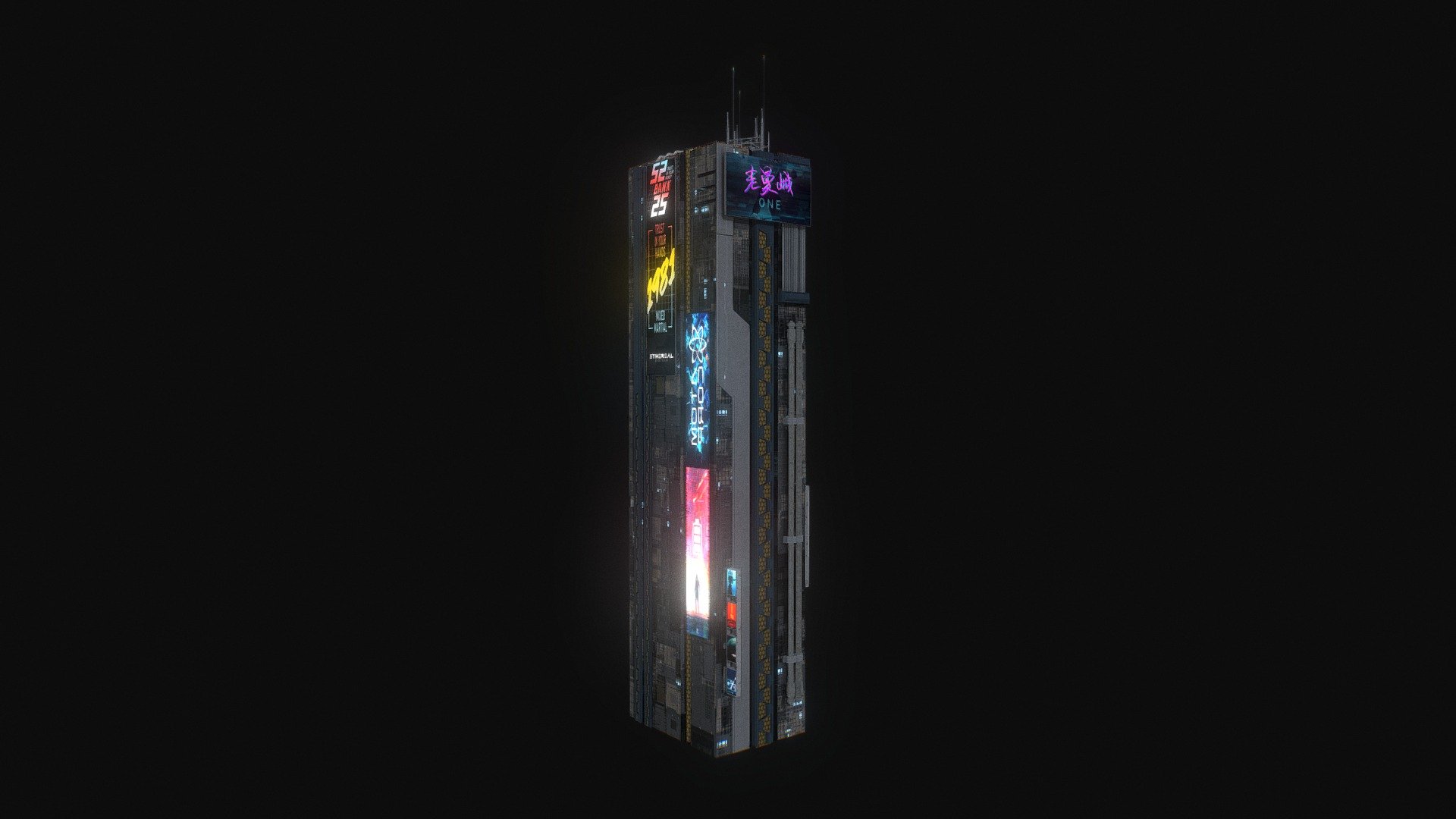 Cyberpunk Futuristic building Kitbash Bundle_009 - 3D model by Zippy ...
