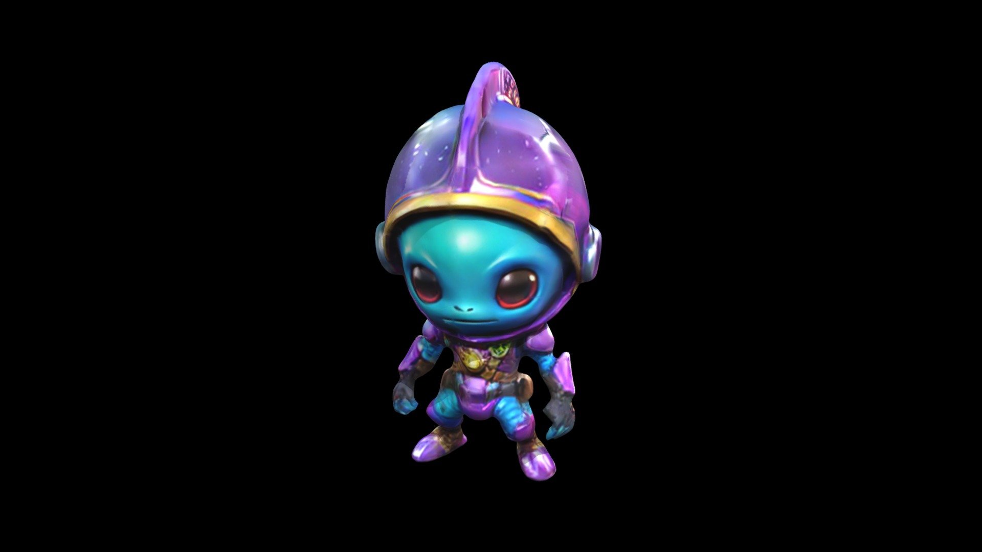 Purple and blue alien-like character with expres - Download Free 3D ...