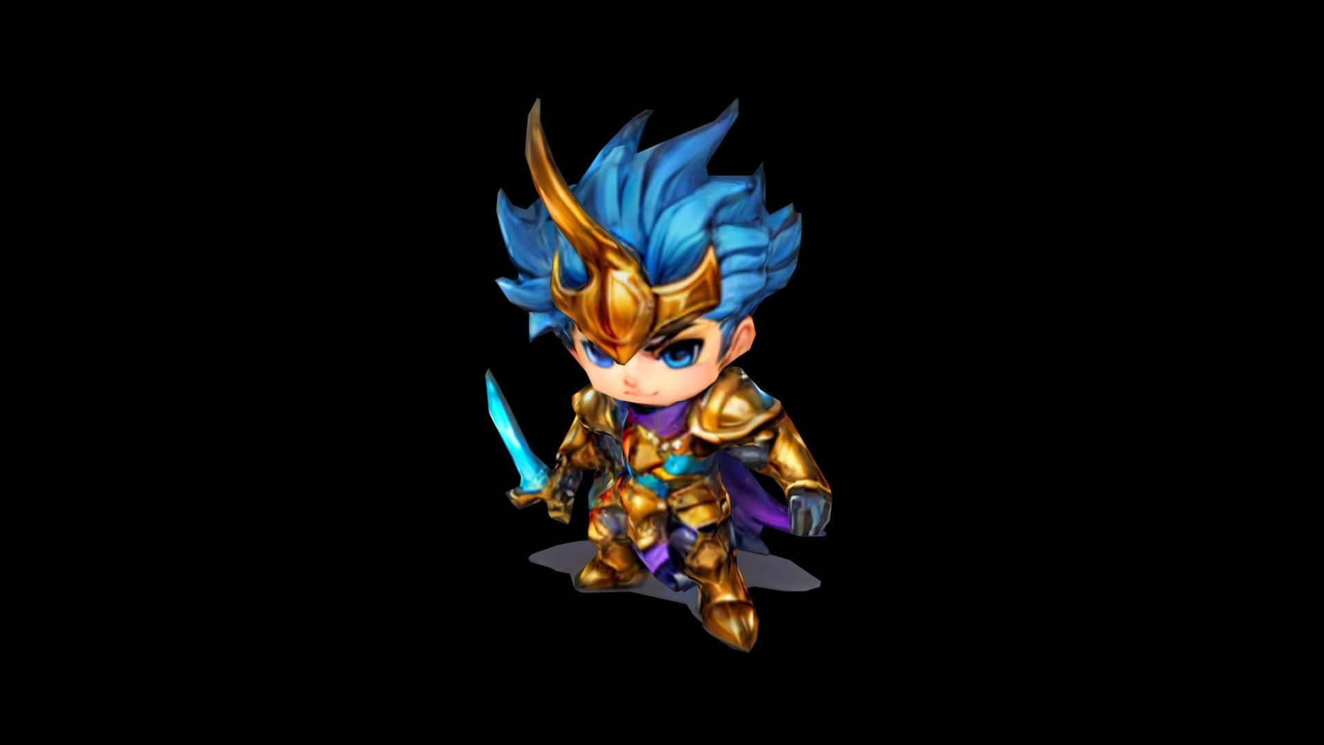 Chibi-style fantasy character Shining blue hair, - Download Free 3D ...