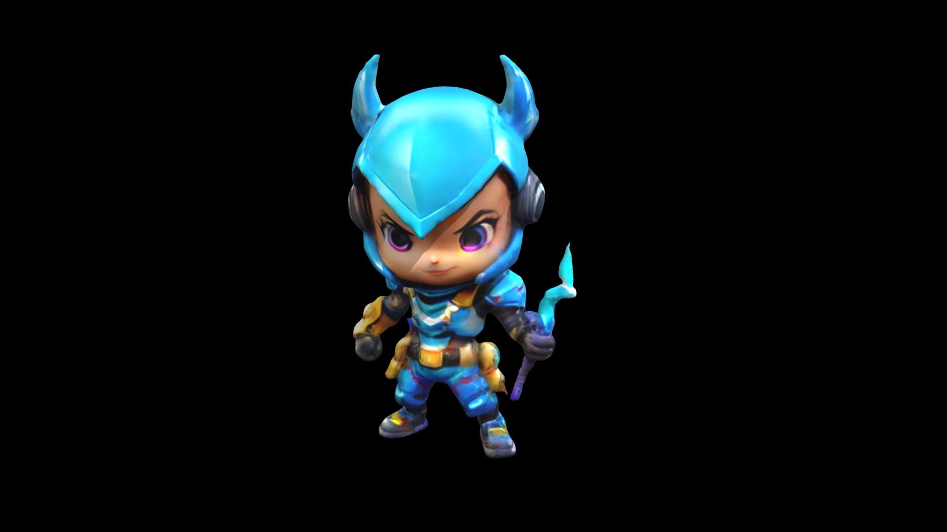 "Angry Blue Knight" cartoon character in a blue - Download Free 3D ...