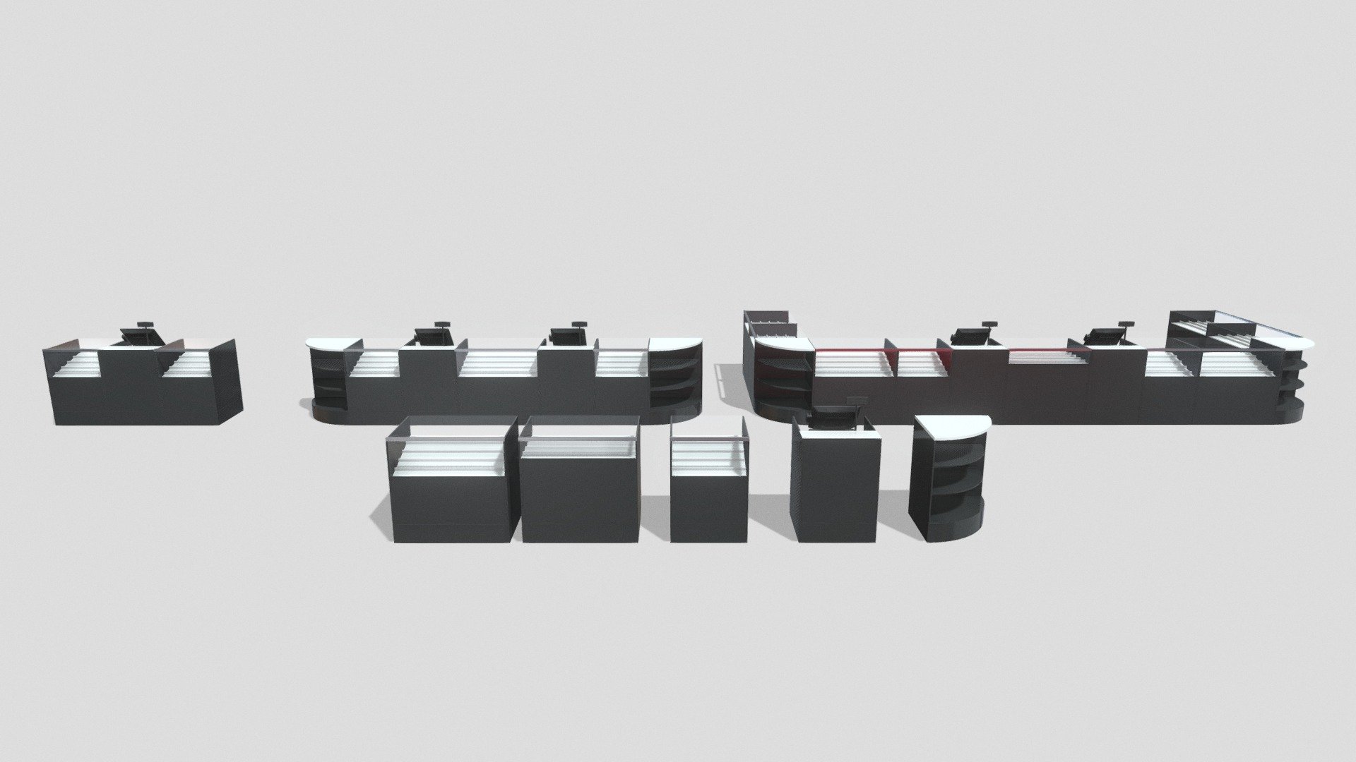 Counter Cashier Modules 3 - Buy Royalty Free 3D model by CGBee (@cg.bee ...