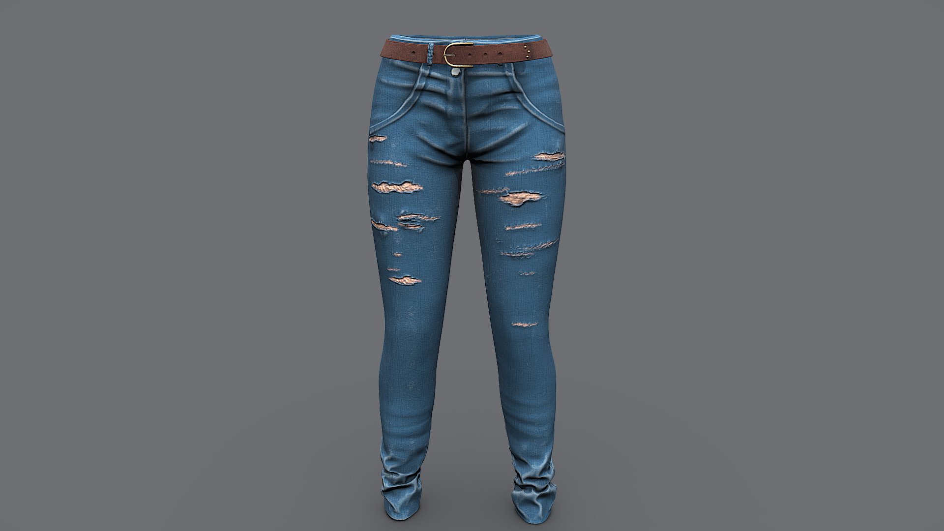 Female Casual Ripped Denim Pants - Buy Royalty Free 3D model by 3dia ...