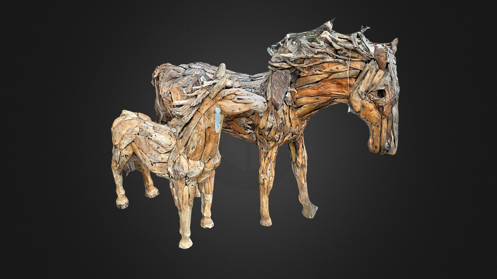 Wooden Horse Sculpture Mother Foal - 3D model by RescueFit VLE ...