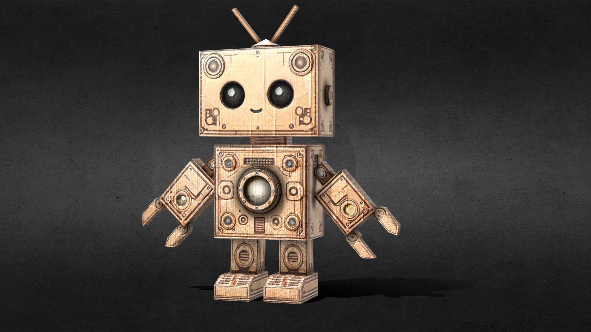 Cardboard paper robot, lowpoly, cartoon - Buy Royalty Free 3D model by ...