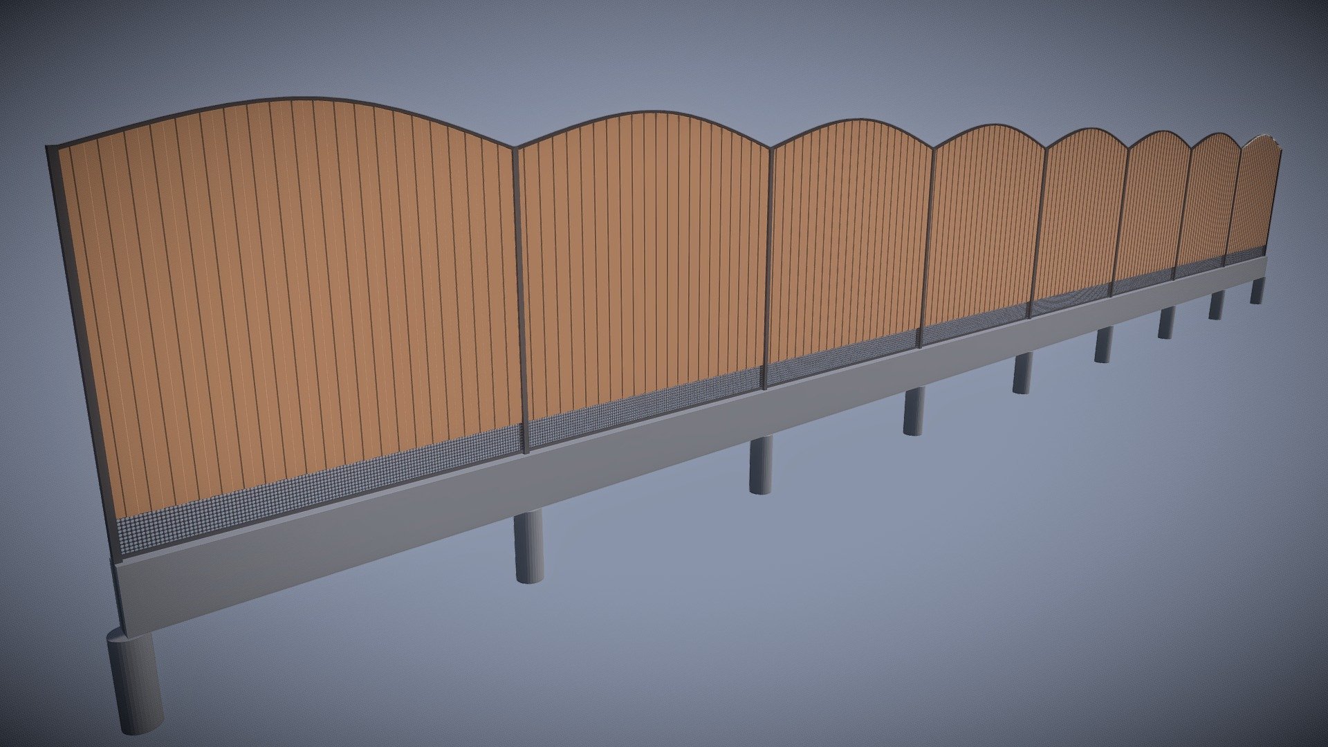 Wave-shaped metal sheet fence version 1 - Download Free 3D model by ...