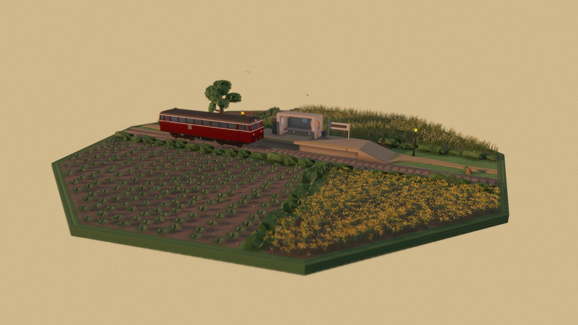 Train Station Diorama - 3D model by r-burba [8f8cbec] - Sketchfab