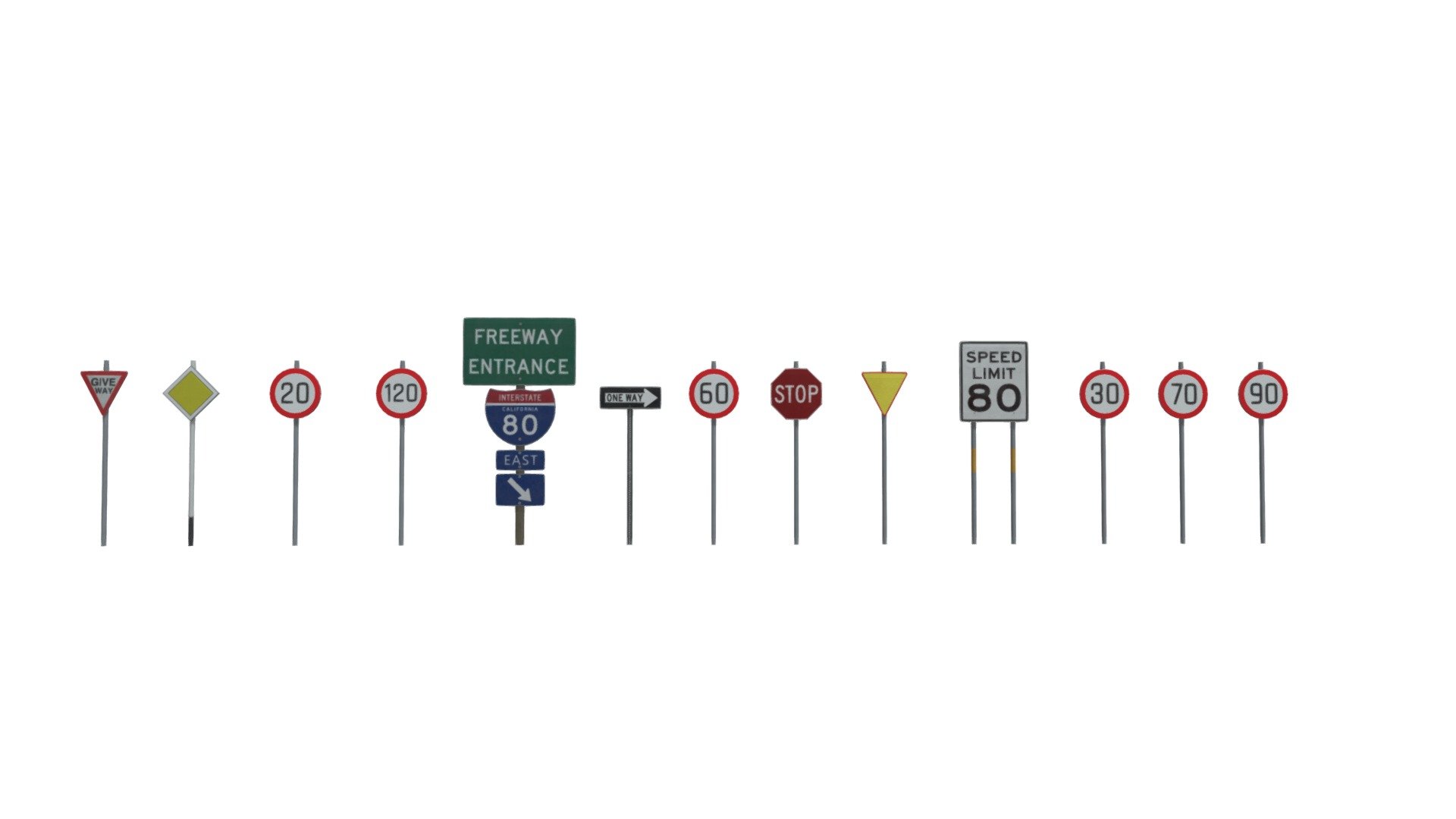 Traffic Signs Pack - Buy Royalty Free 3D model by Adrian Kulawik ...