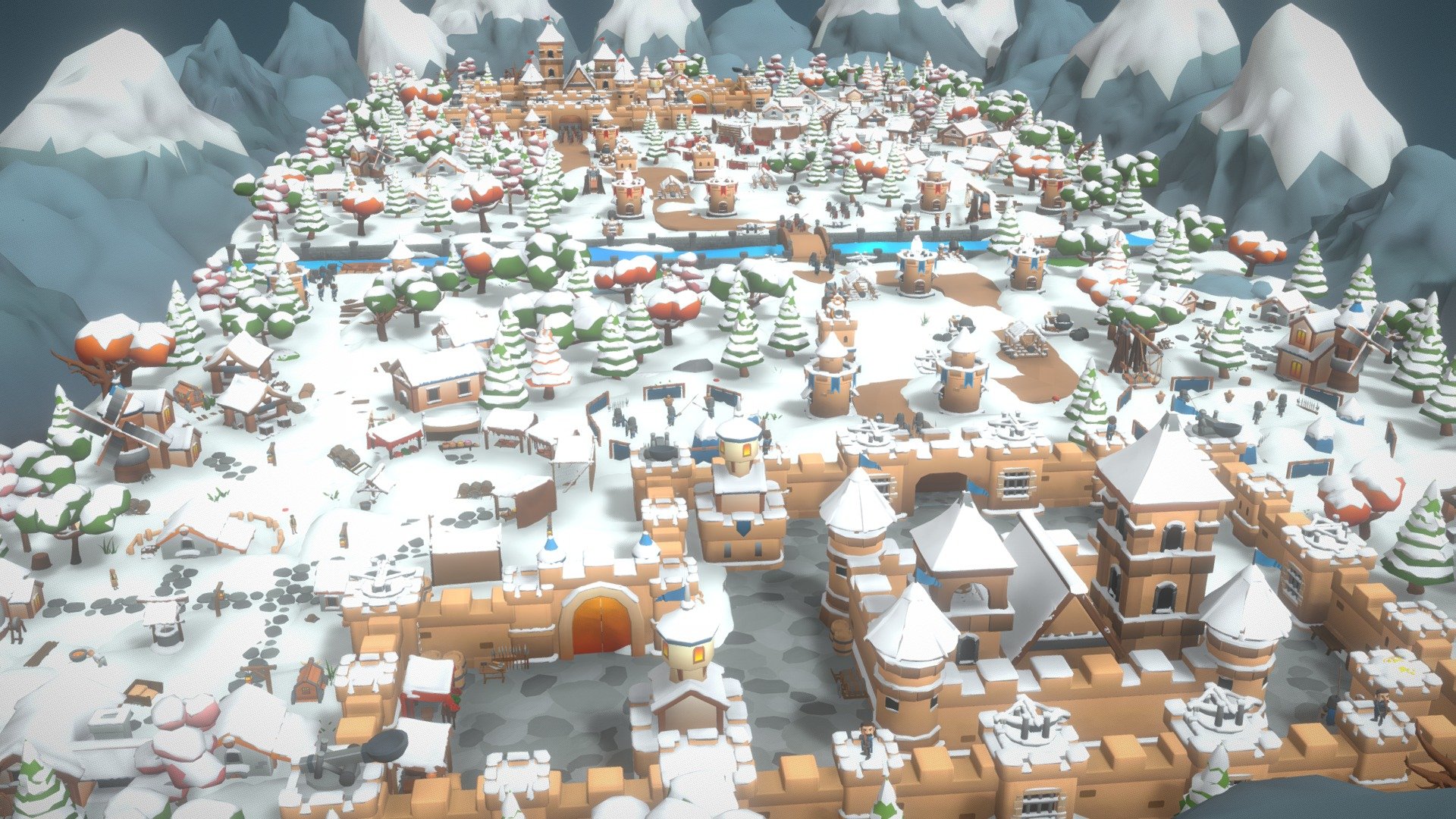 Low Poly Fantasy Kingdom (Winter Scene) - Buy Royalty Free 3D model by luka00 [8fbab7c ...