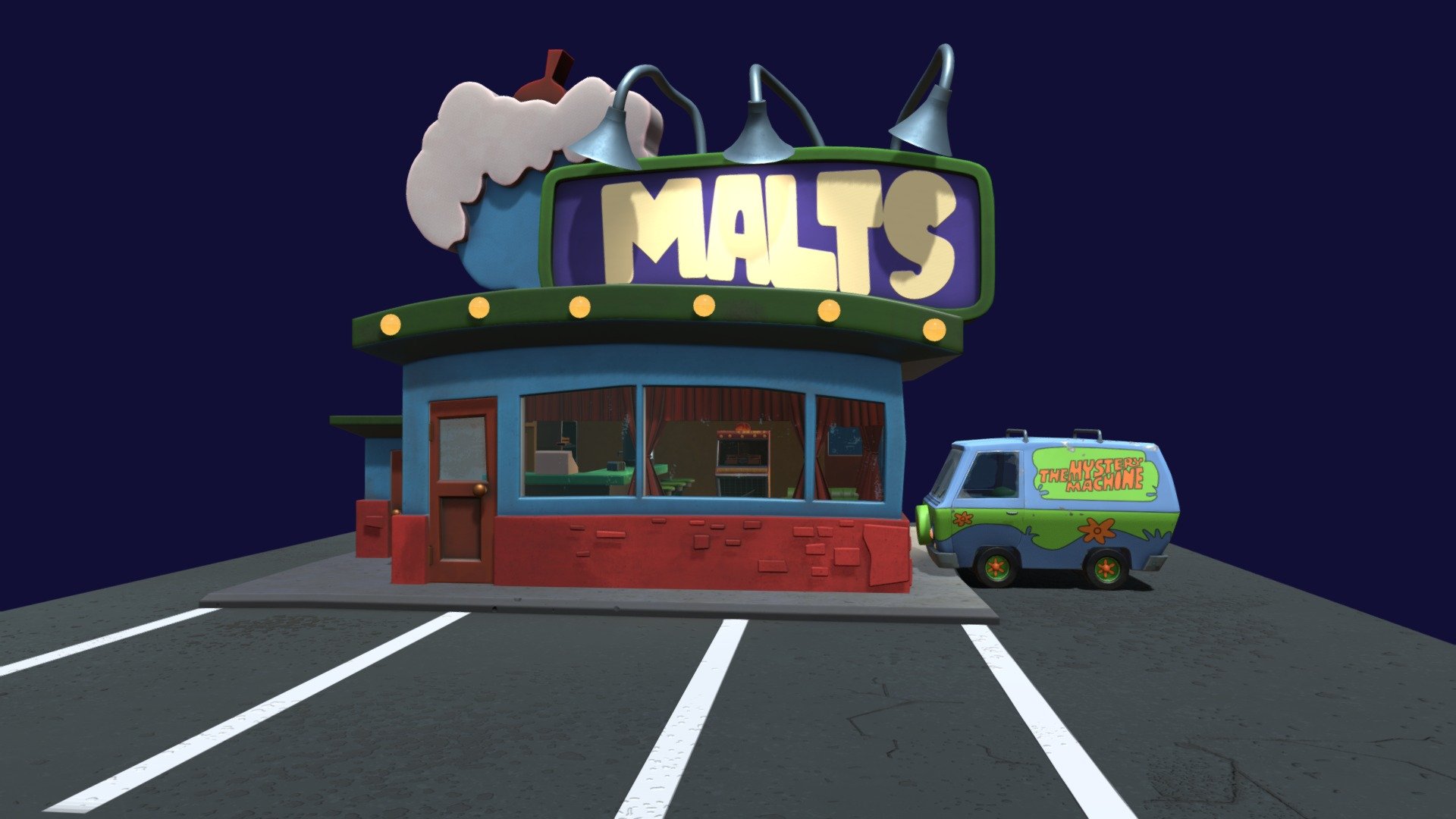 Malt cafe from Scooby-Doo low poly - Download Free 3D model by vegzavr ...