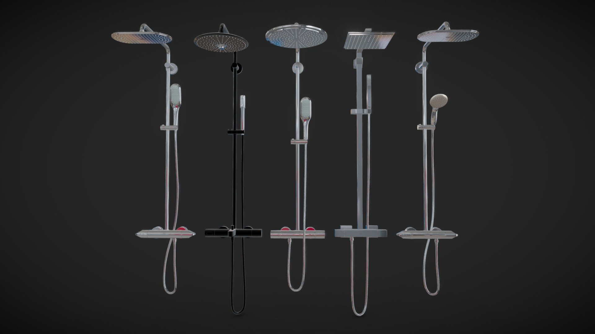 Shower systems GROHE Rainshower set 38 - Buy Royalty Free 3D model by ...