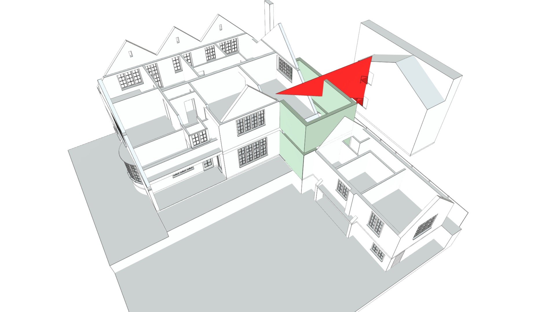 extension footprint and neighbour conflict - 3D model by fretwells ...