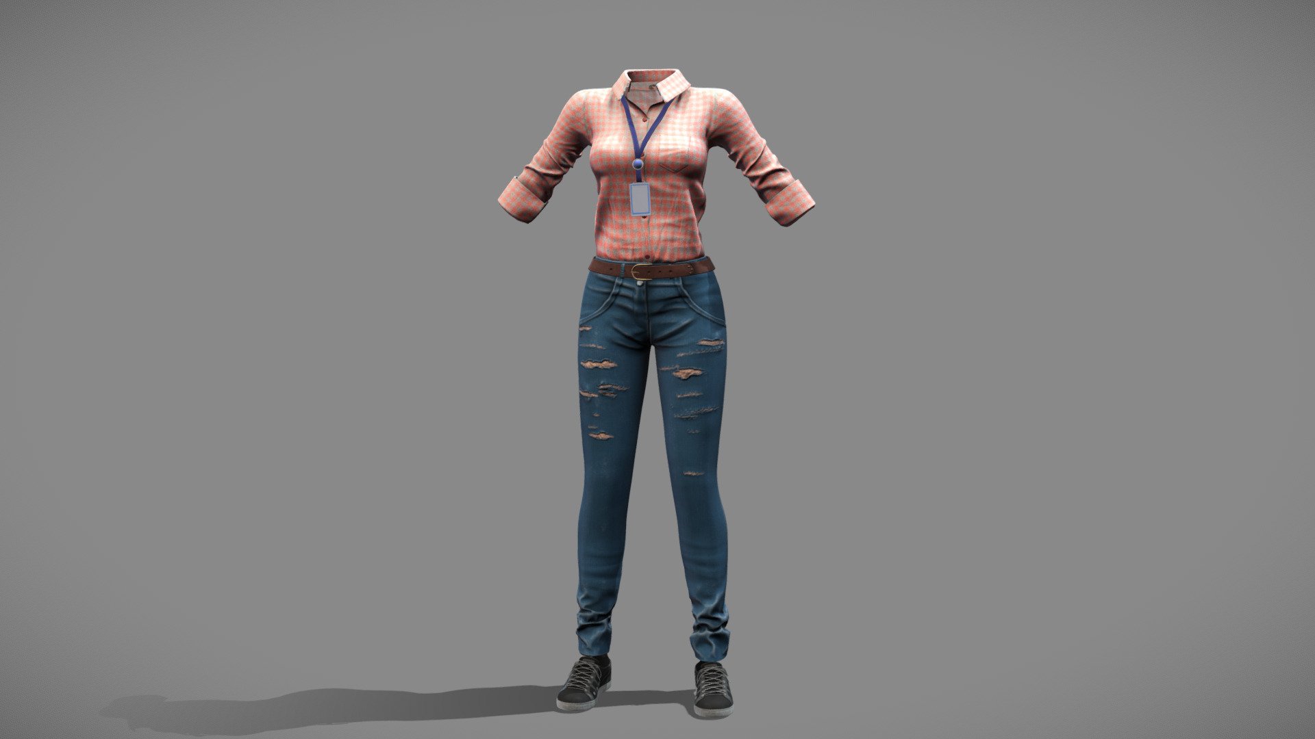 Female Casual White Collar Office Outfit - Buy Royalty Free 3D model by ...
