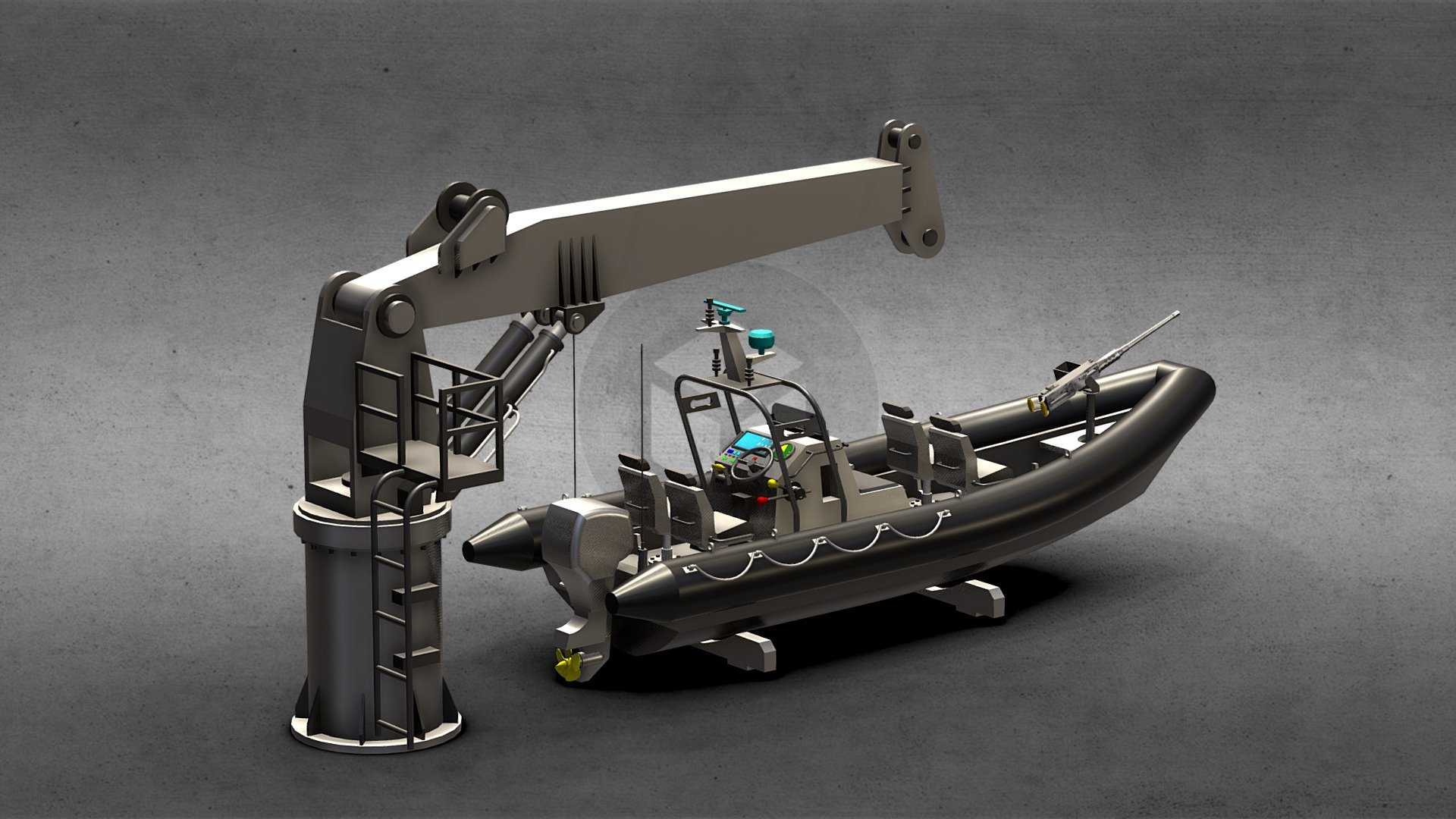 RHIB - Rigid Hulled Inflatable Boat - Buy Royalty Free 3D model by ...