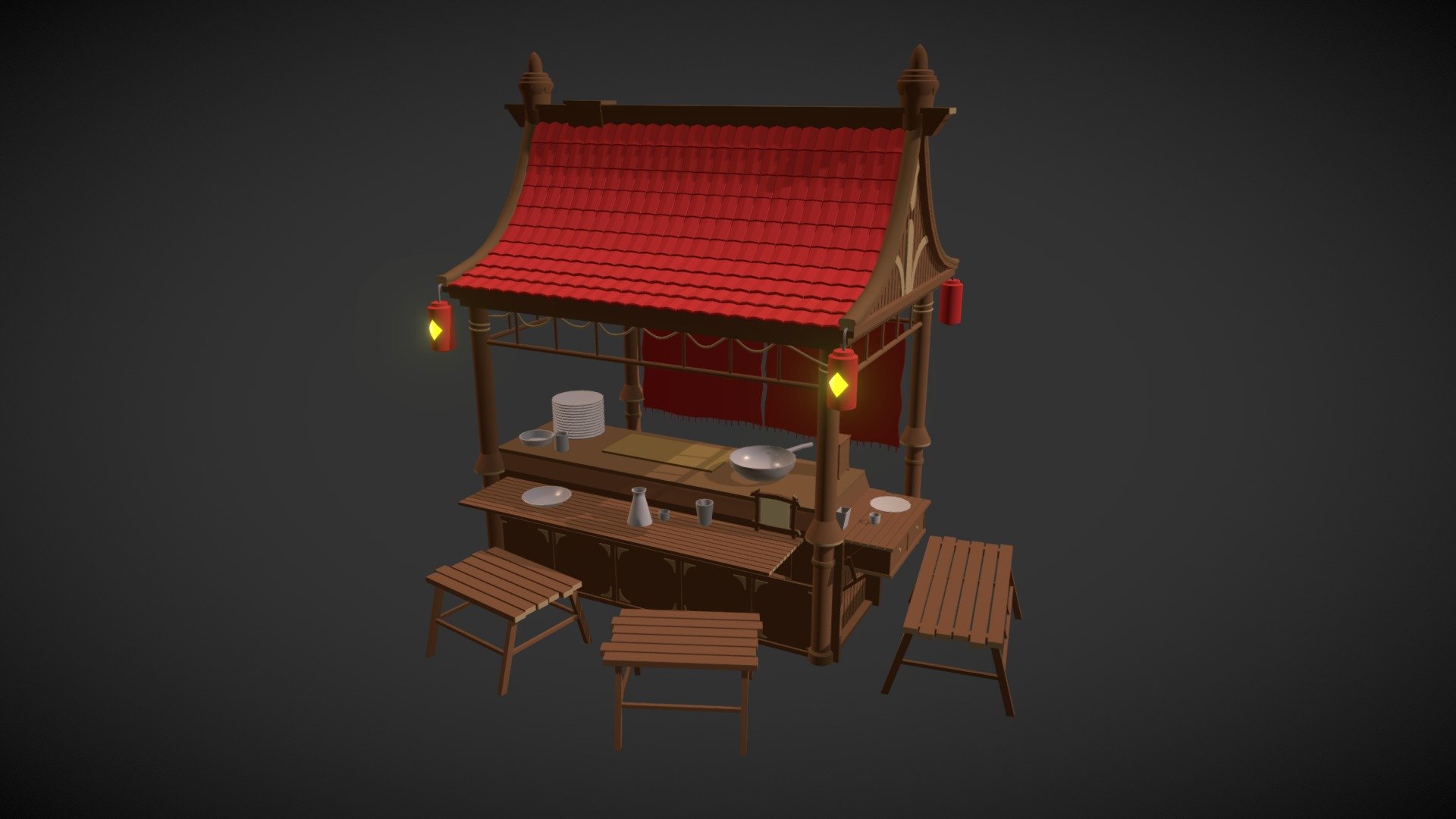 Street Stall - 3D model by Flizard [90200e8] - Sketchfab