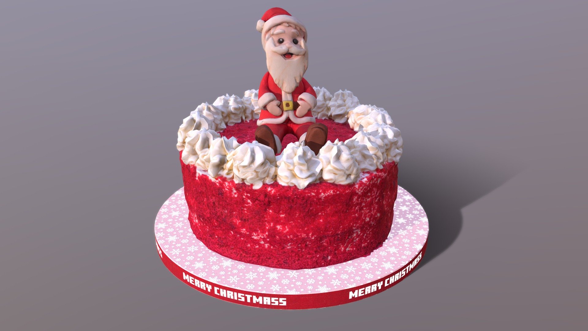 Santa Clause Christmas Red Velvet Cake - Buy Royalty Free 3D model by ...
