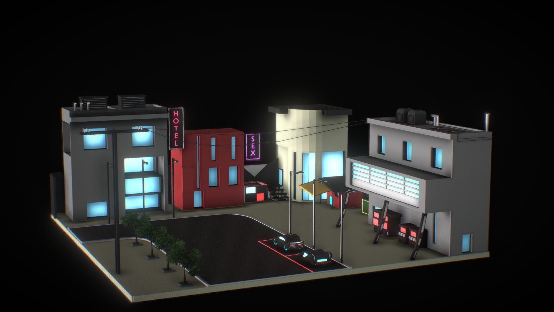 Lowpoly Cyberpunk Scene - Buy Royalty Free 3D model by USERVIBE ...