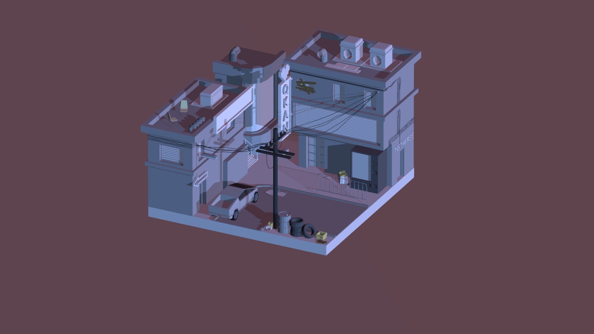 Low_poly_cyberpunk_street - 3D model by qkan [9032dbc] - Sketchfab
