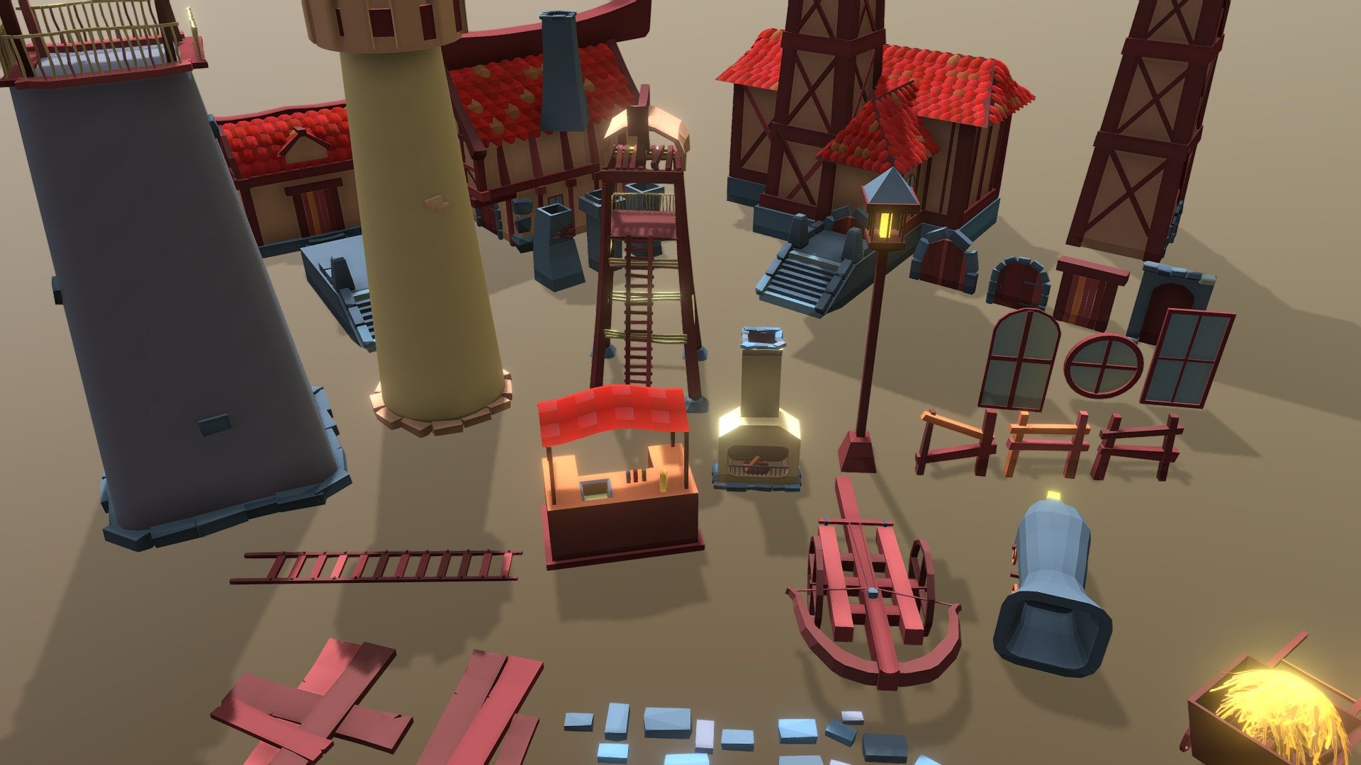 Low-poly town - 3D model by MadeBy (@ilyarnyuk) [9041f63] - Sketchfab