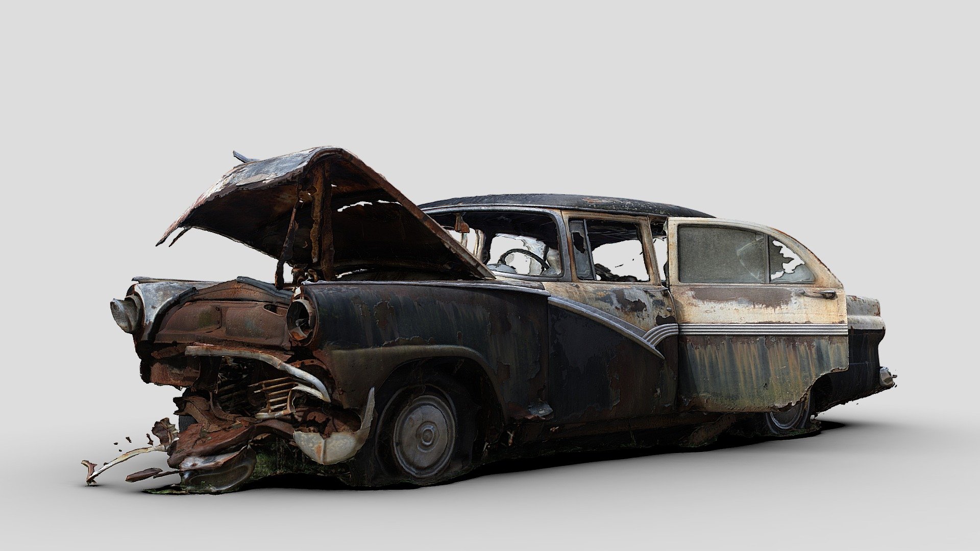 Rusty Black and White Sedan (Raw Scan) - Buy Royalty Free 3D model by ...