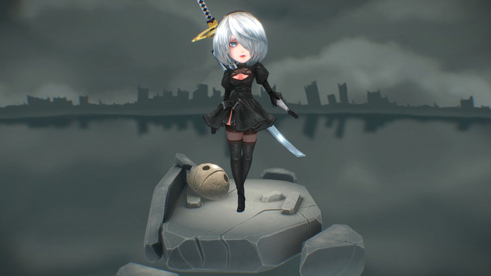 2B Nier Automata Chibi - 3D model by mad_nat [906407d] - Sketchfab