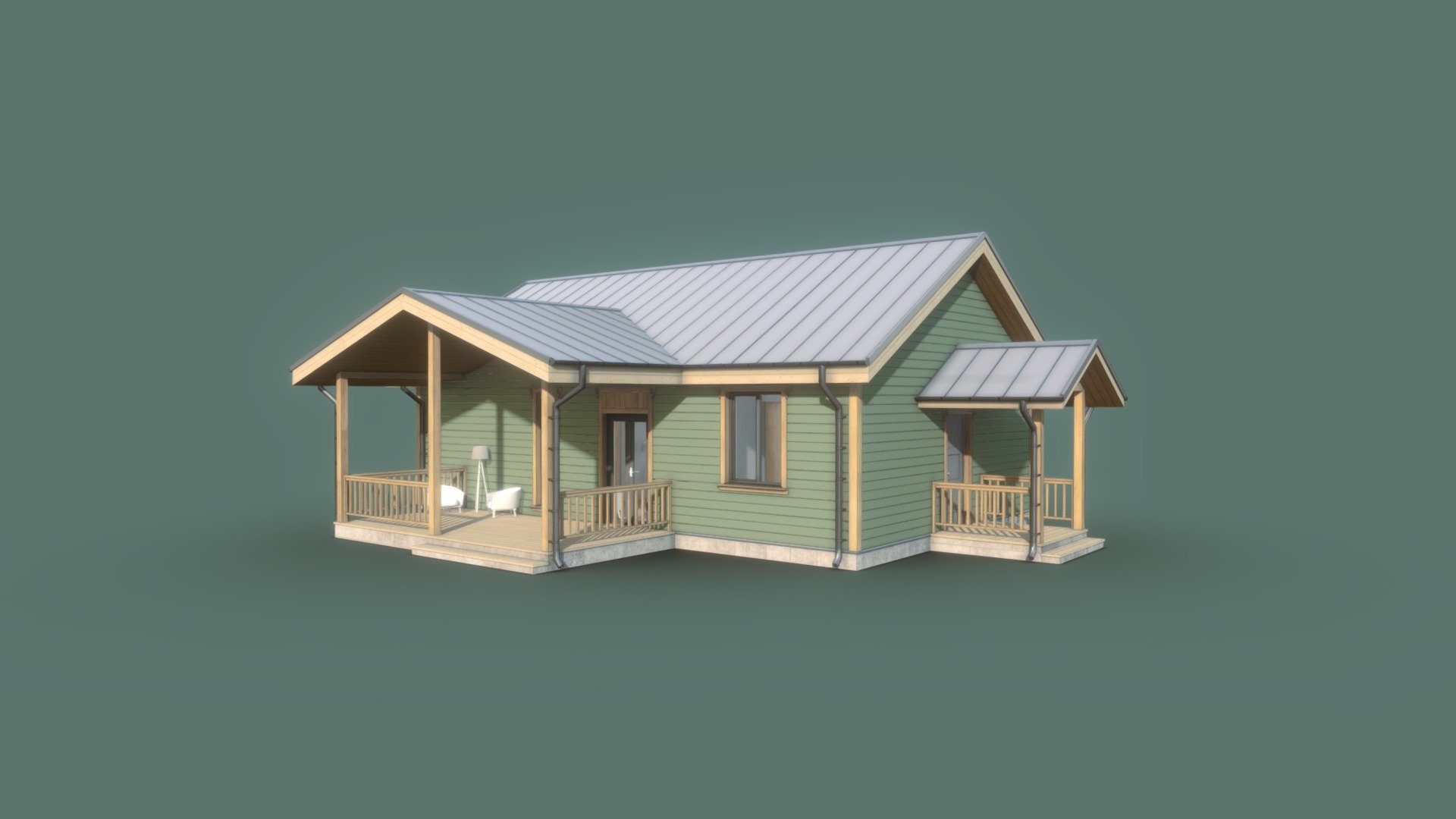 WOODEN HOUSE BAKED TEXTURES WITH BAKED INTERIOR - Buy Royalty Free 3D ...