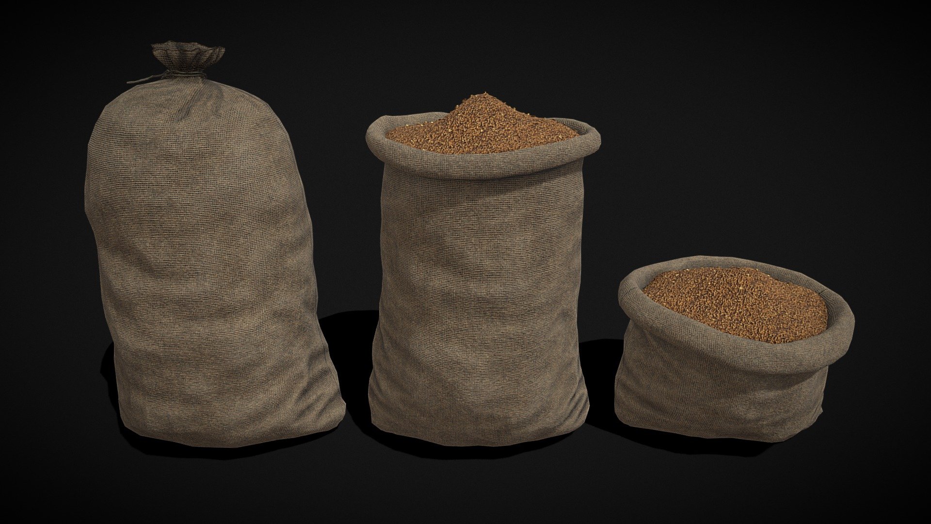 Burlap Sacks of Barley - Buy Royalty Free 3D model by ...