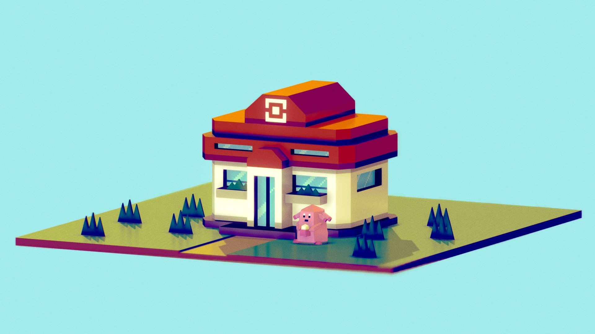 low-poly pokemon center - Download Free 3D model by PAMPRIMKA [9090e4c ...