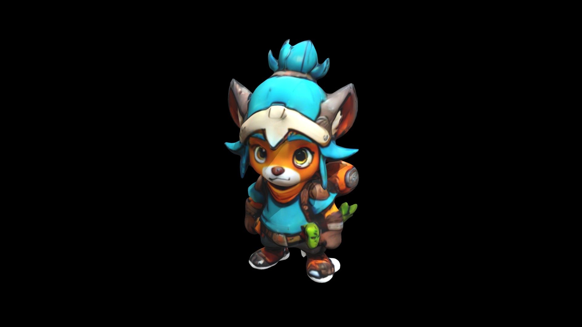 a cartoon drawing of a fox with a backpack - Download Free 3D model by ...