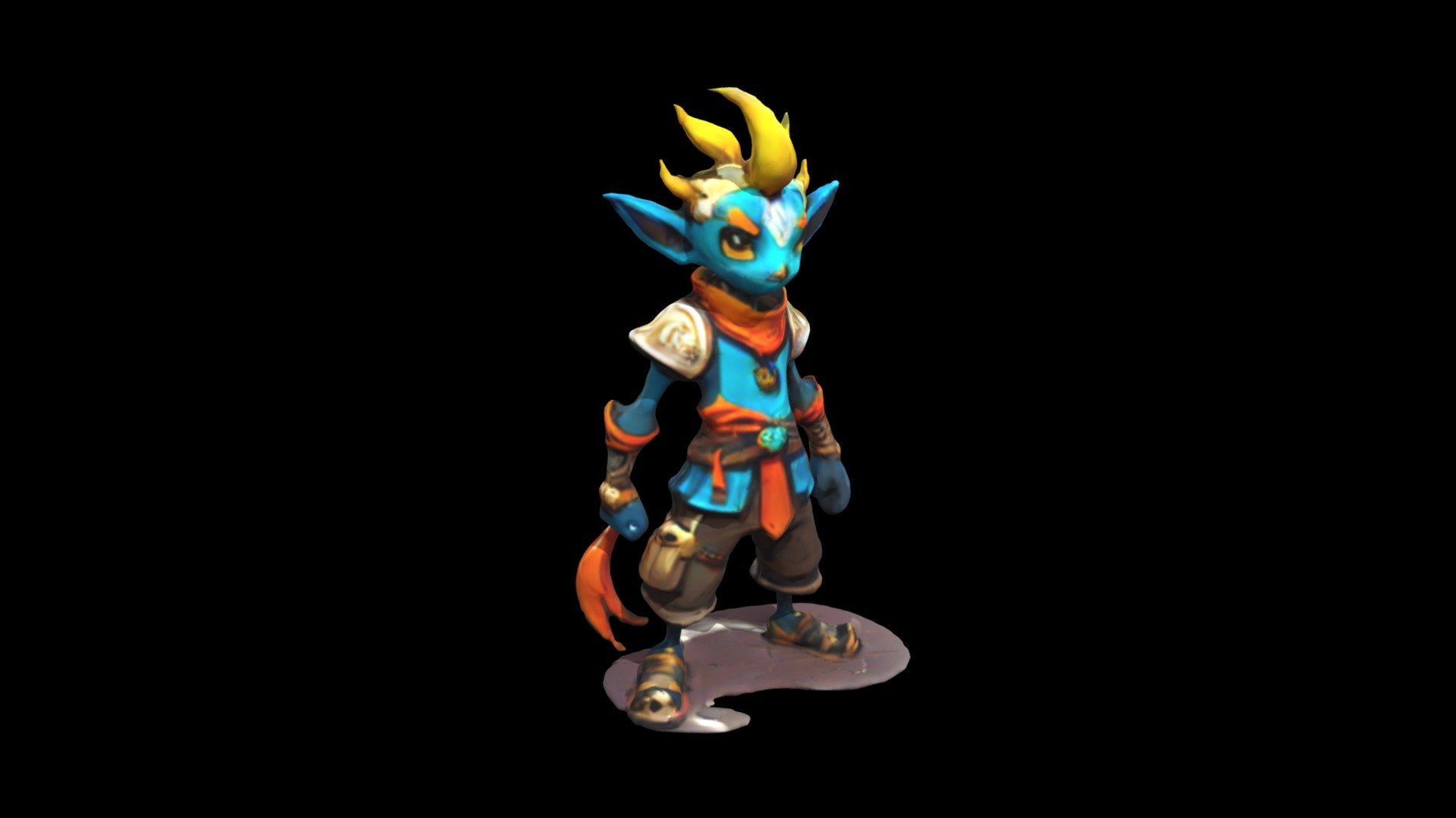 a cartoon drawing of a blue troll with horns - Download Free 3D model ...