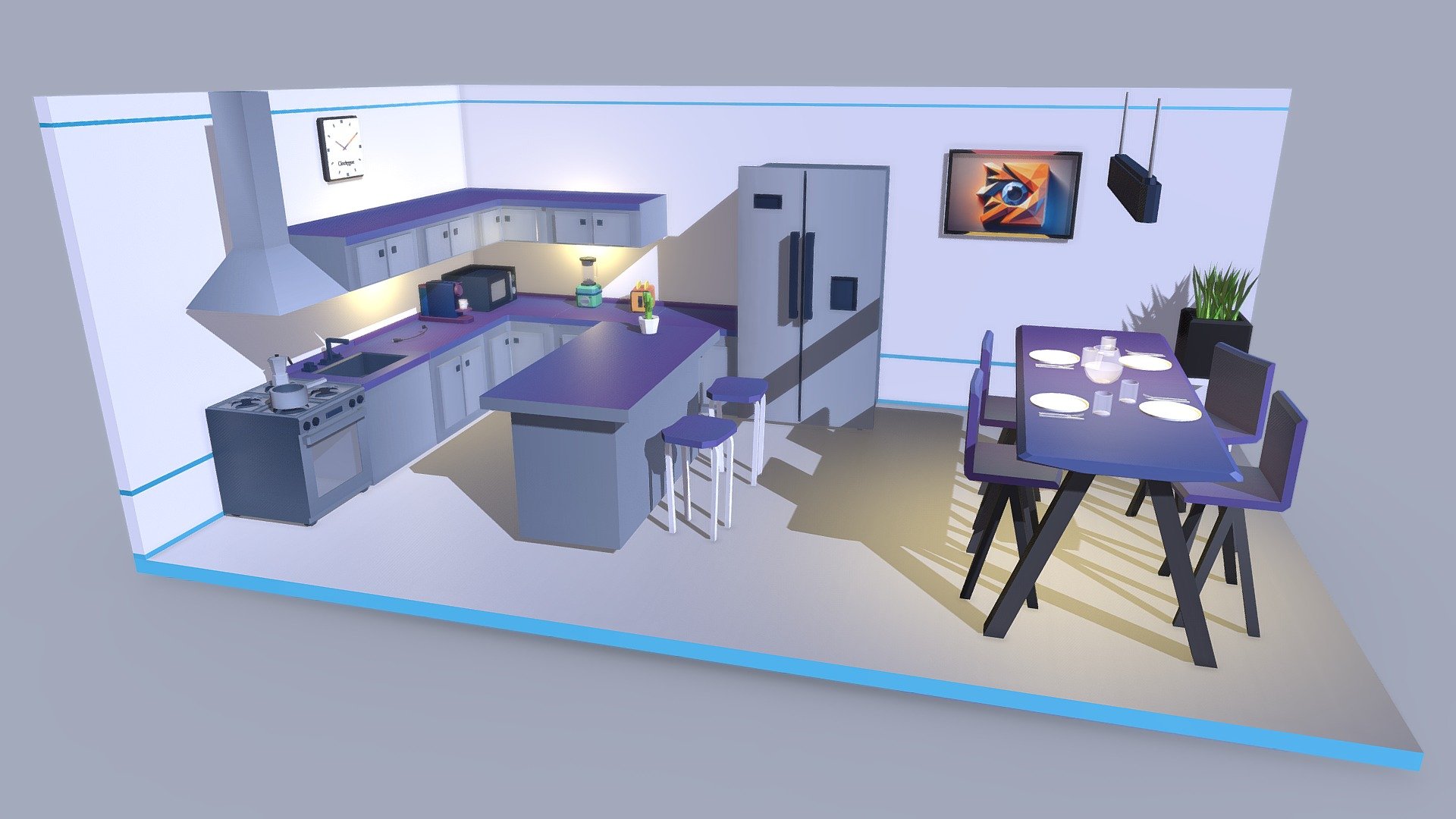 Colorful Stylized Low Poly Kitchen Assets - Buy Royalty Free 3D model ...