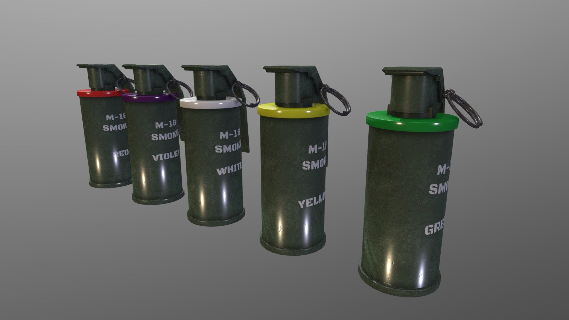 M18 Smoke Granade (Multiple Colors) - 3D model by TessaraOxygen ...