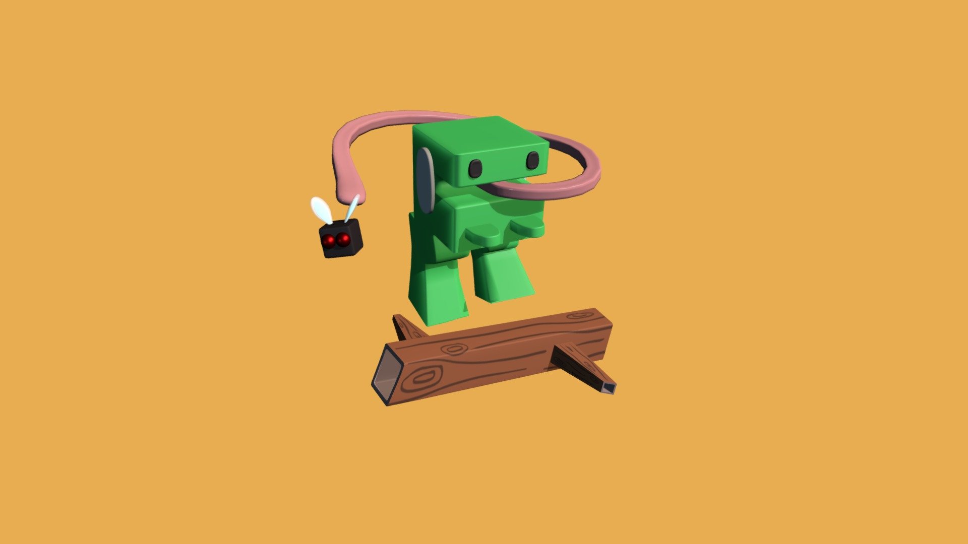 Blocky Frog over a Log - Download Free 3D model by Isabella Matutini ...