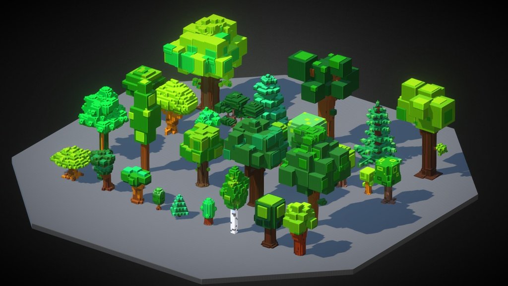 Low Poly Boxy-Stylized Trees #1 - 3D model by VoxelCraft [90ed680 ...