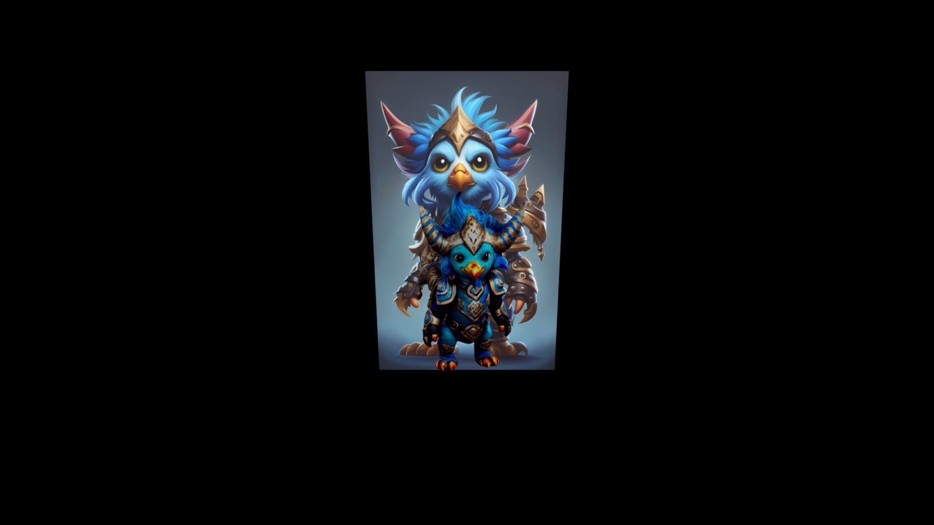 a cartoon blue bird with a horned head and a swo - Download Free 3D ...