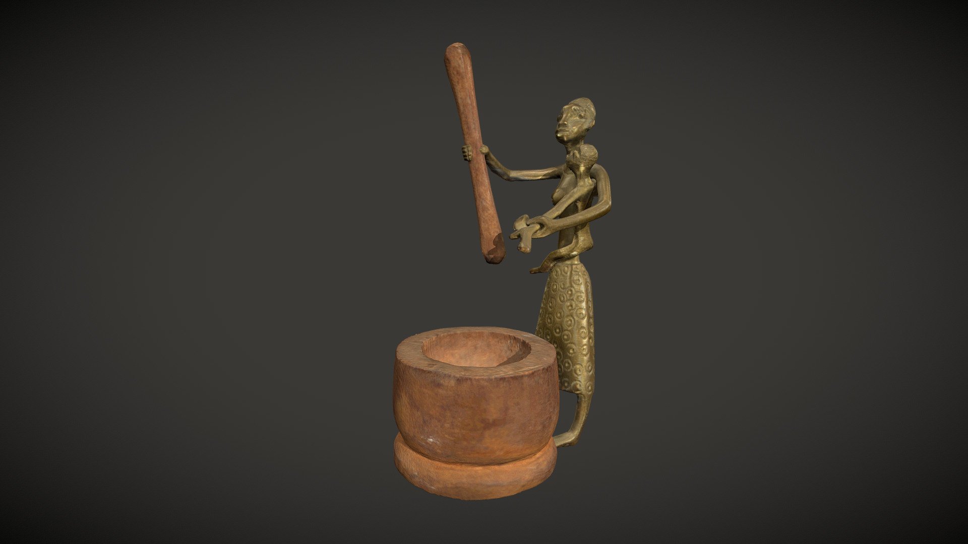 Statuette d'une mère pilant le mil - Download Free 3D model by Alienor ...