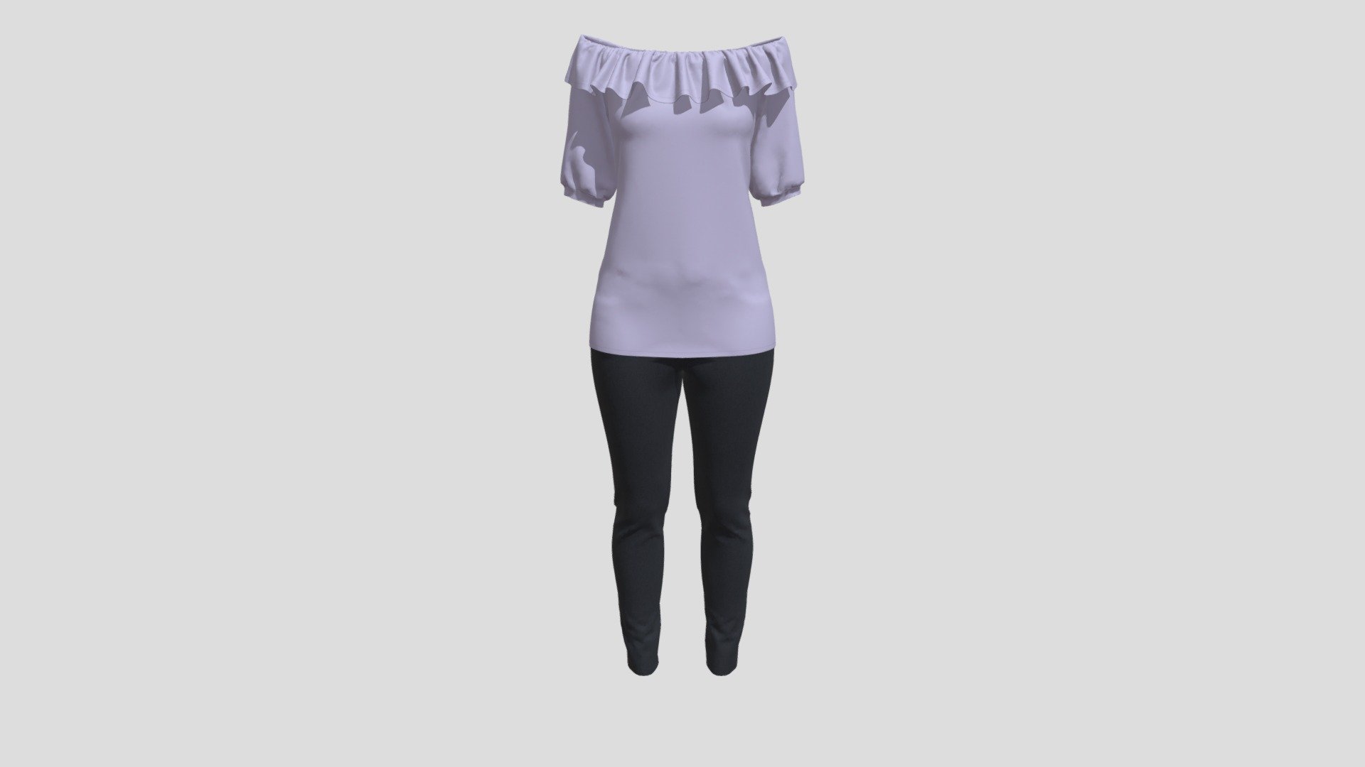 Ruffle Collar Blouse Outfit - Buy Royalty Free 3D model by najdmie ...