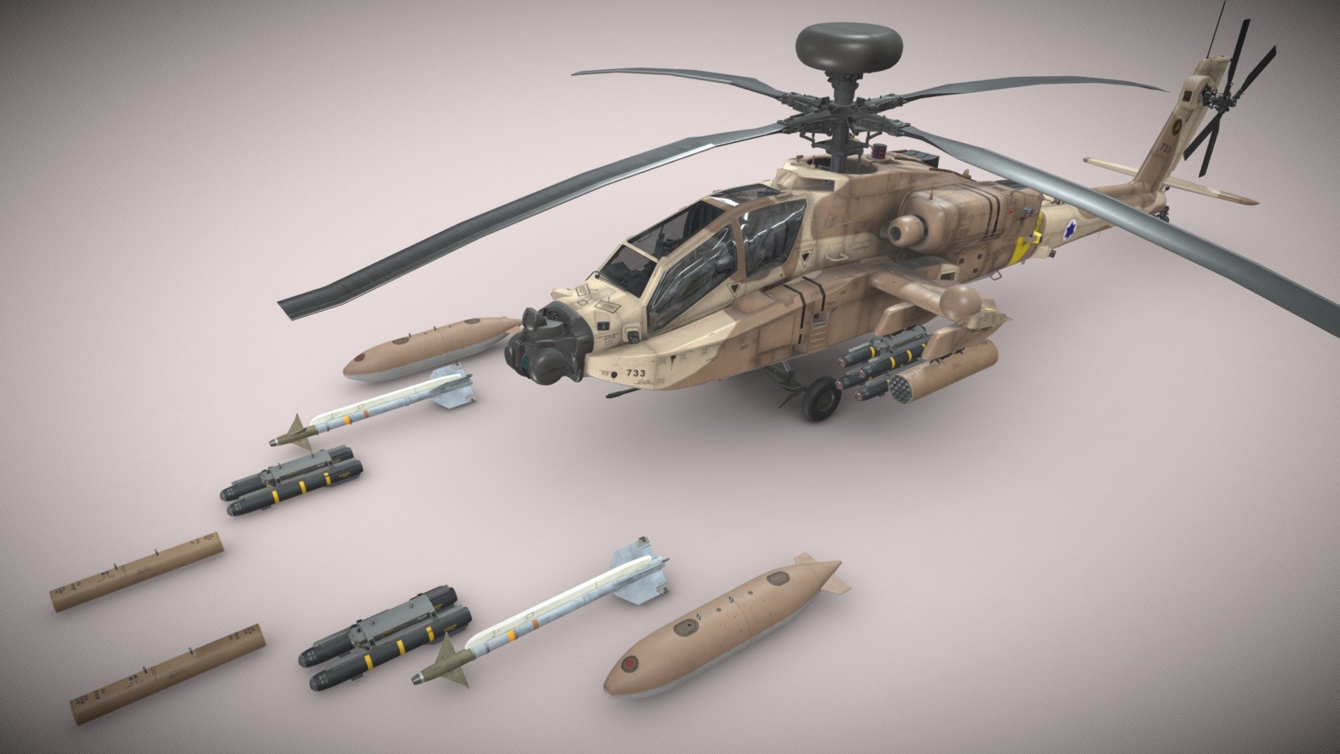 Apache AH-64D Israel Air Force Static - Buy Royalty Free 3D model by ...