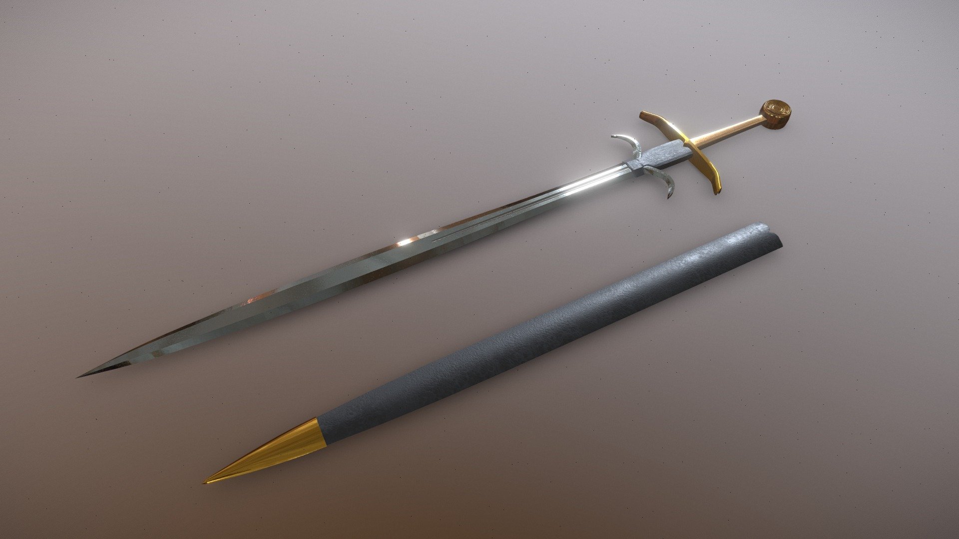 A large double-edged double-handed sword - Buy Royalty Free 3D model by ...