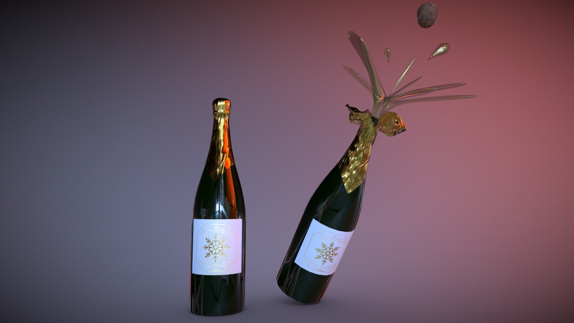 Champagne Bottle Celebration - Buy Royalty Free 3D model by Phil ...