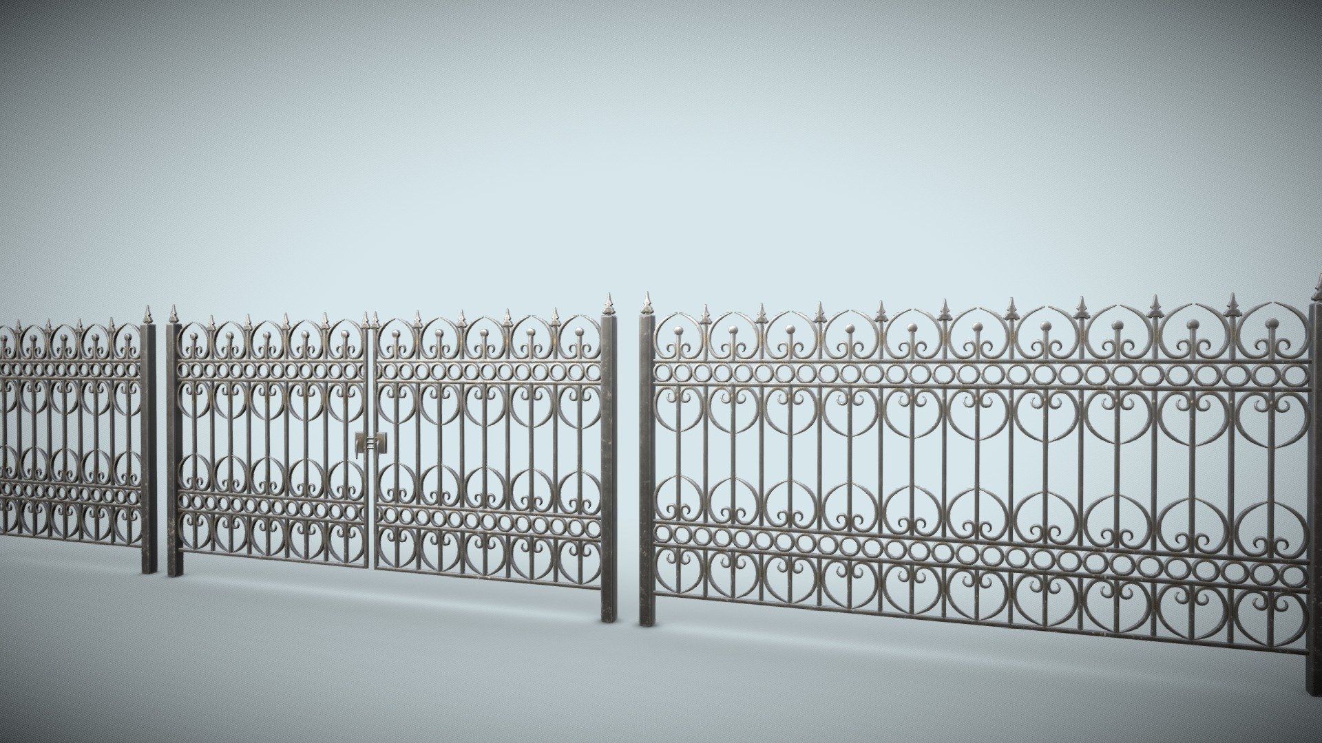 Gate and fence Metal Art low-poly game ready 3D - Buy Royalty Free 3D ...