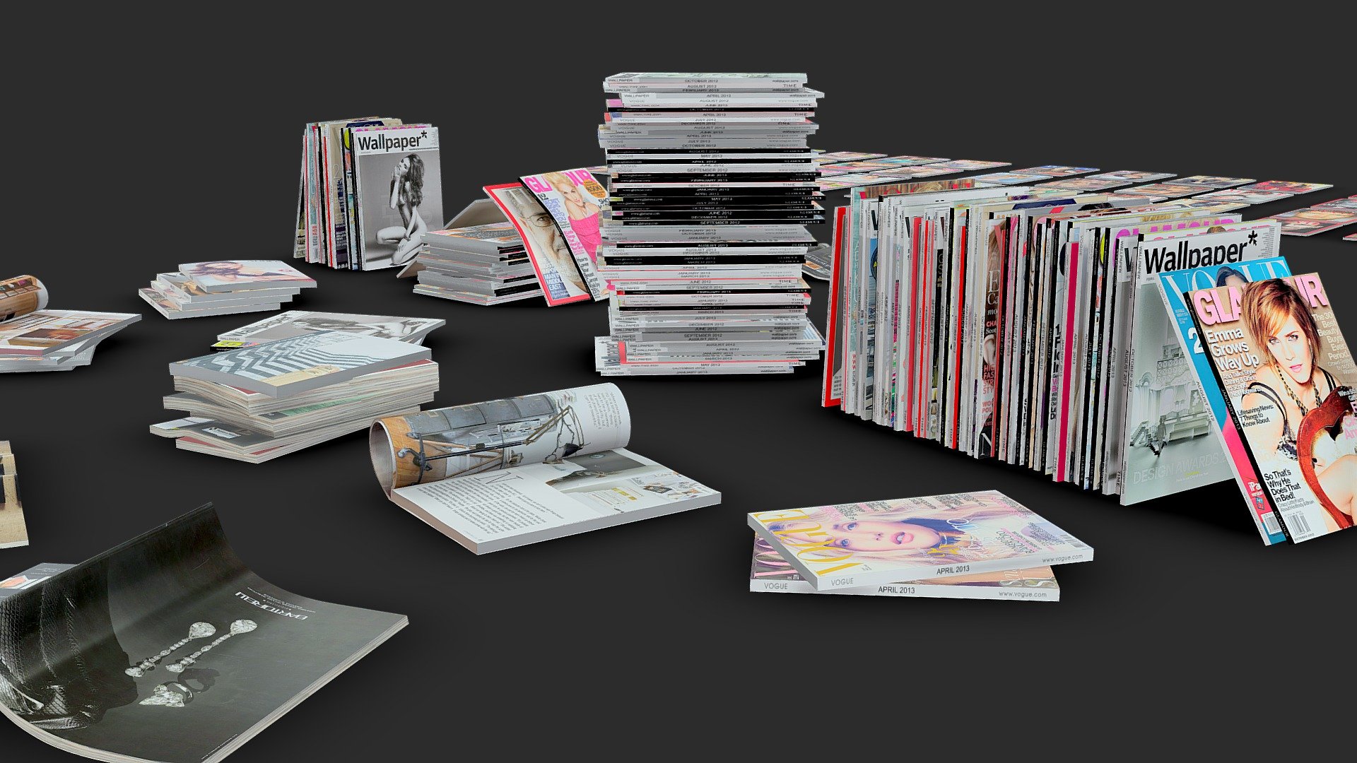 Magazines set collection for interior decoration - Buy Royalty Free 3D ...