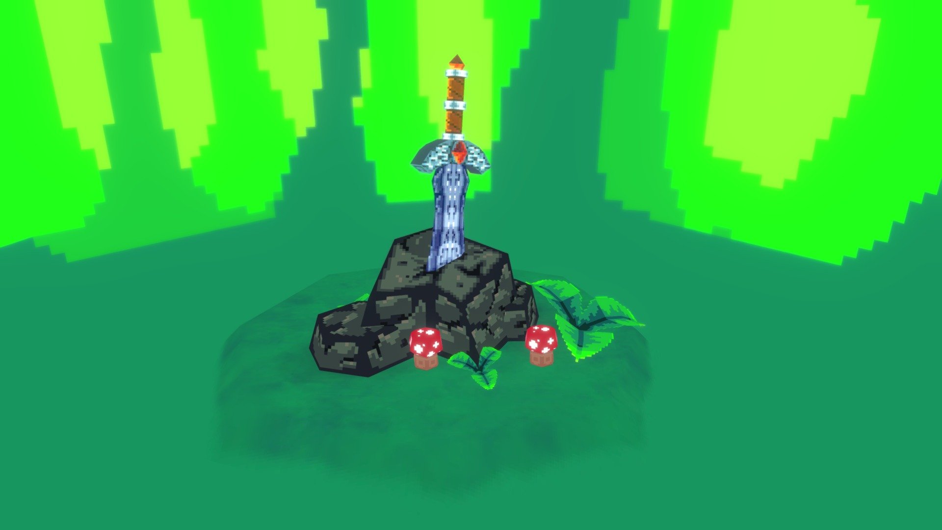 Low Poly Pixelart Sword N Stone - 3D model by CDRegulus [919455f ...