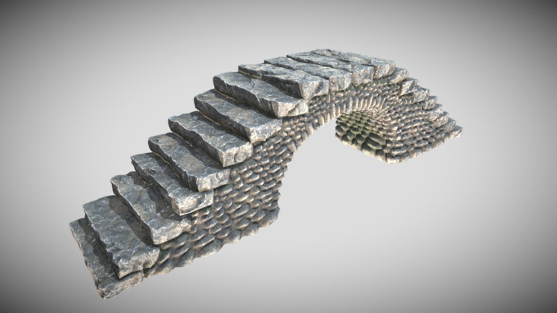 Cobblestone Bridge Medieval Low-Poly Footbridge - Buy Royalty Free 3D ...