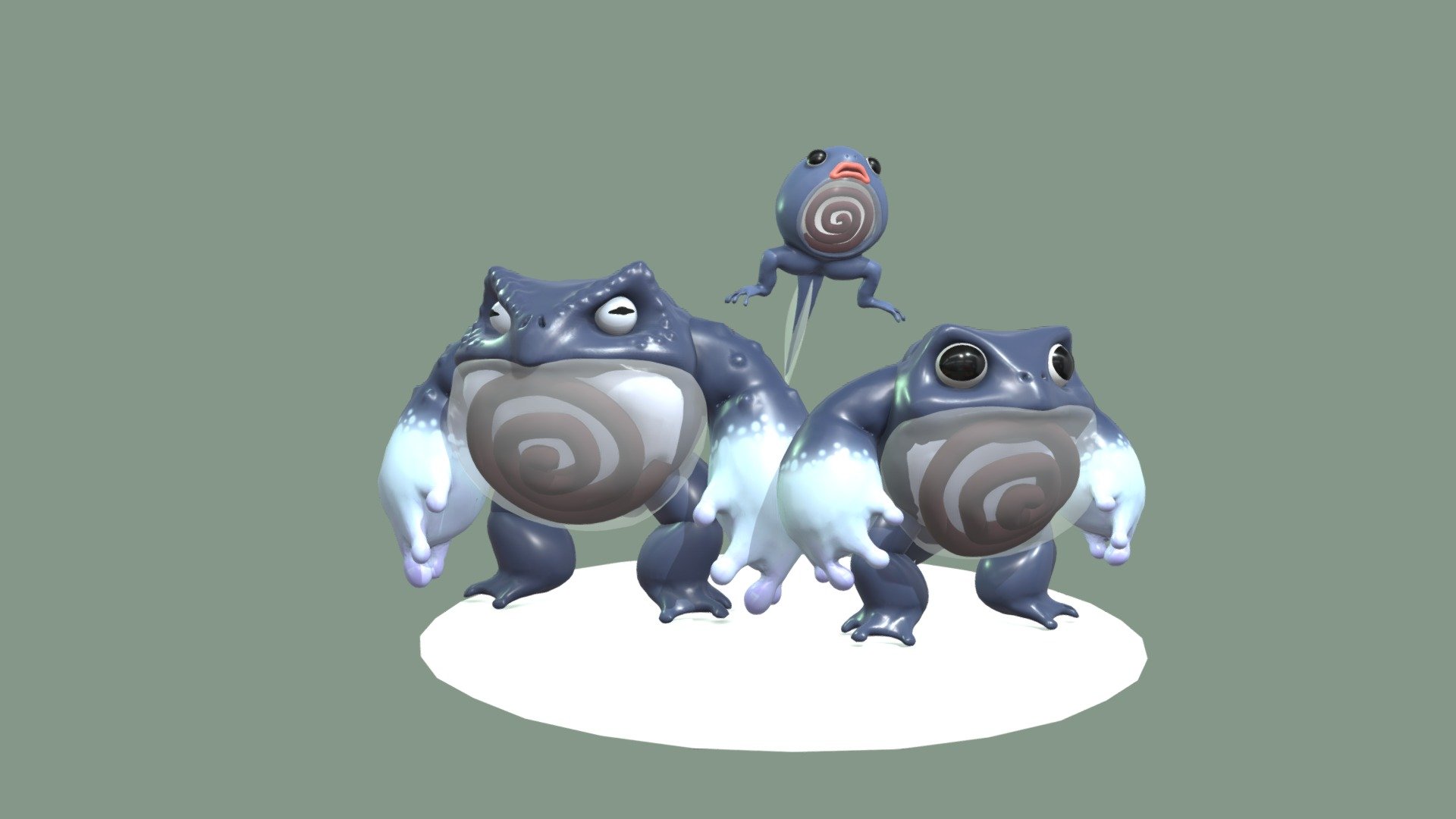 Poliwhirl Family - 3D model by Ulrik_Selvik (@Nemi66) [91ab547] - Sketchfab