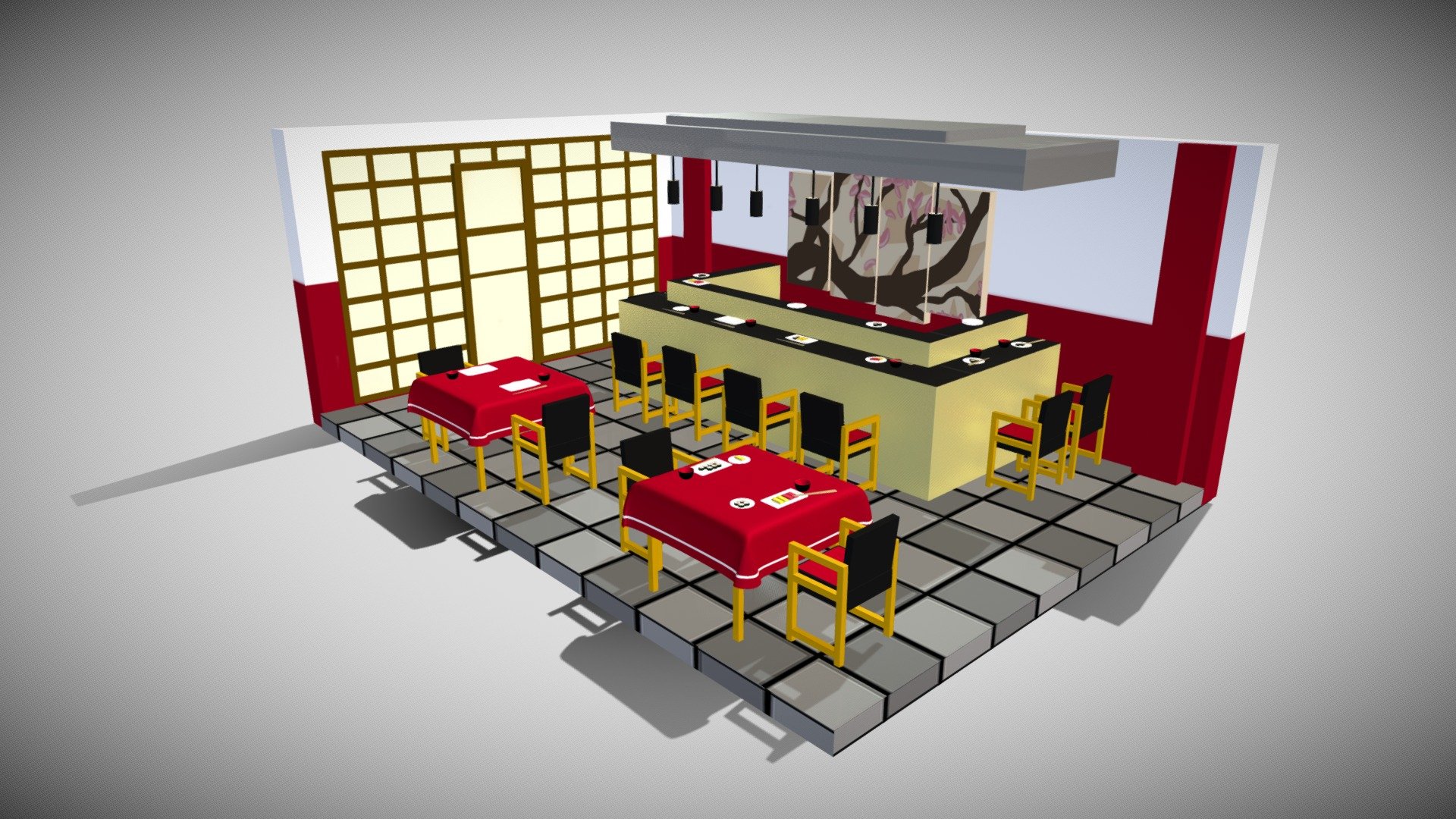 Sushi Restaurant - 3D model by BransonChia [91c90a6] - Sketchfab