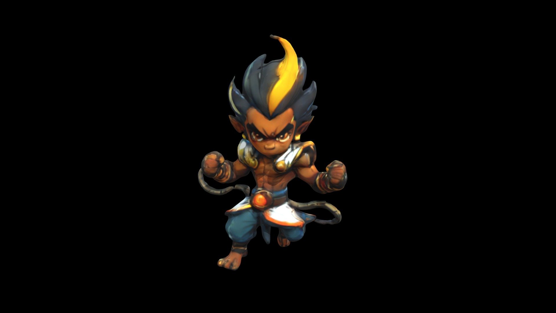 a cartoon character with a flame in his hair - Download Free 3D model ...